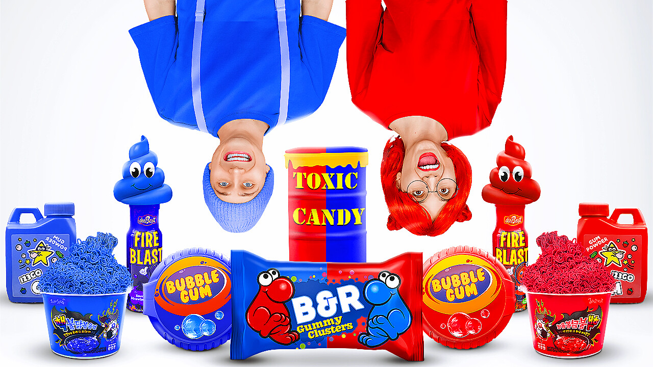 RED VS BLUE FOOD CHALLENGE || Eating Only 1 Color Candies