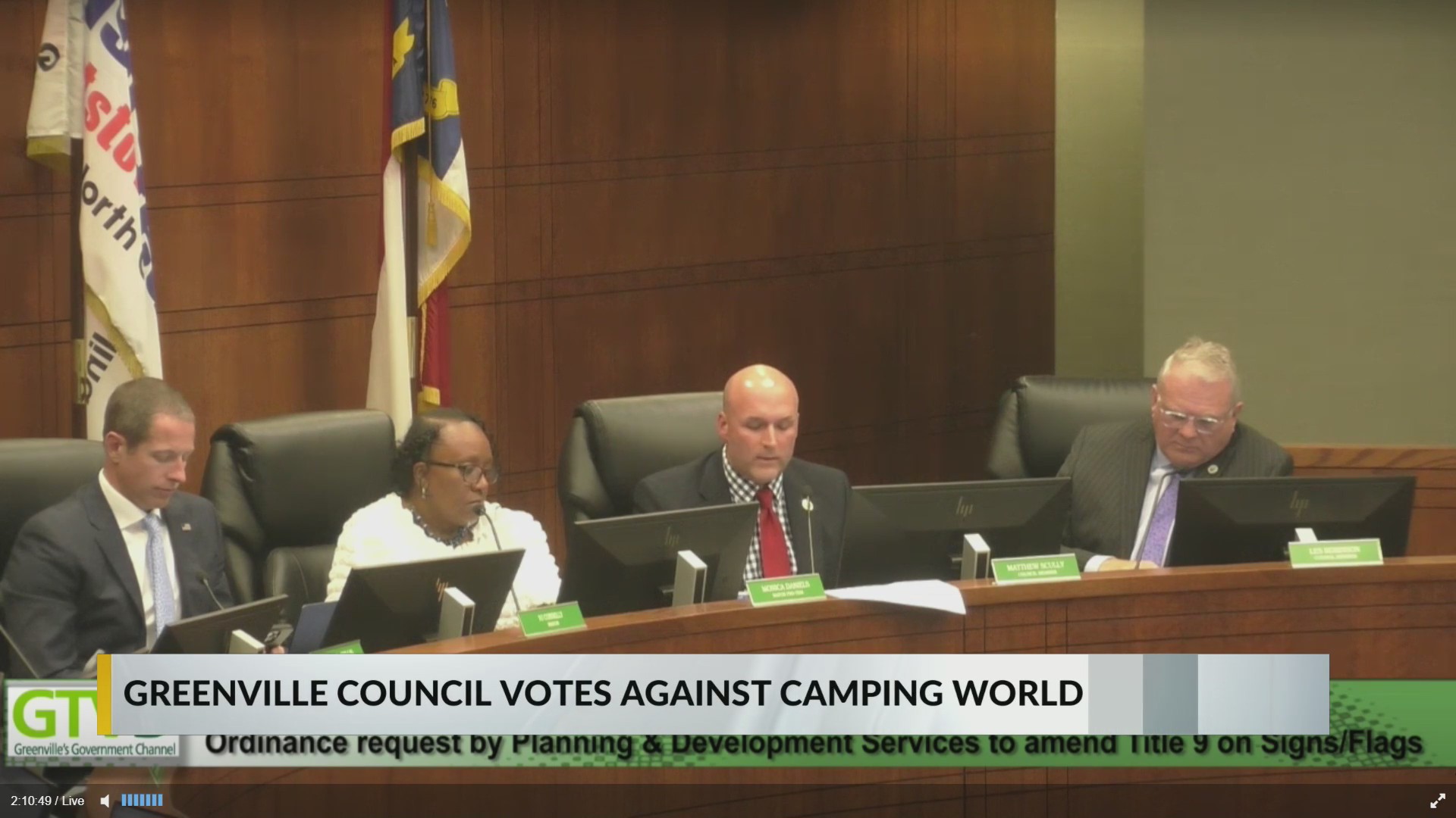 Greenville City Council votes against Camping World flag amendment ...