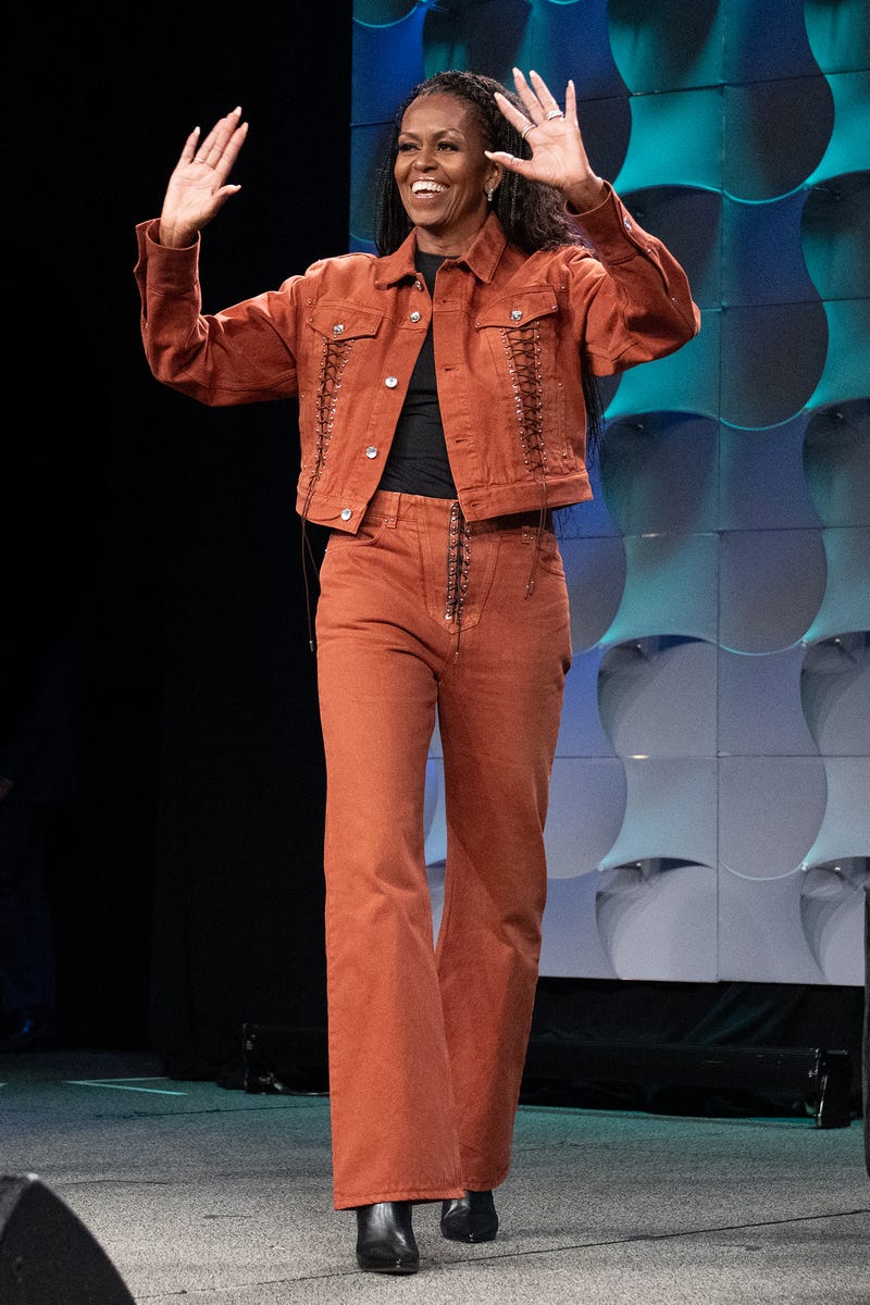 Michelle Obama Taps the Western Trend in Lace-Up Cowboy Pants