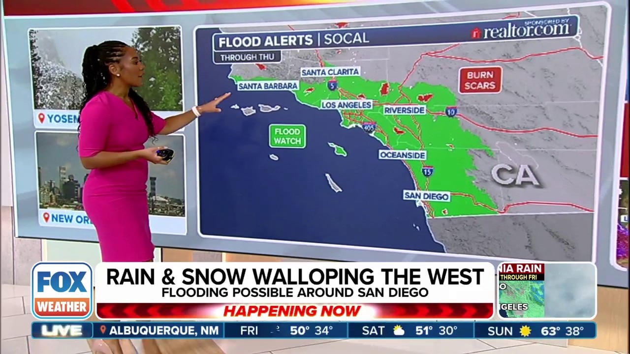 Heavy rain and snow walloping California, bringing rare tornado