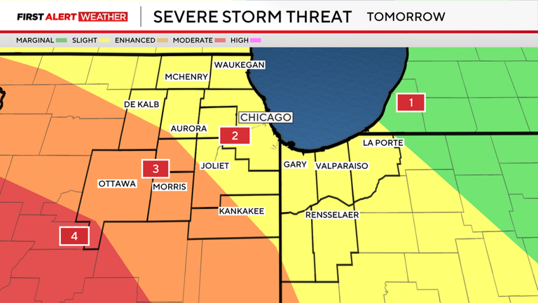 Severe weather heading toward Chicago area Friday night; isolated tornadoes possible