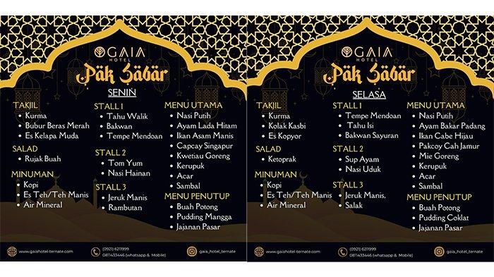Cek Menu Paket Berbuka ,Pak Sabar, di GAIA Hotel Ternate,Pilihan ...