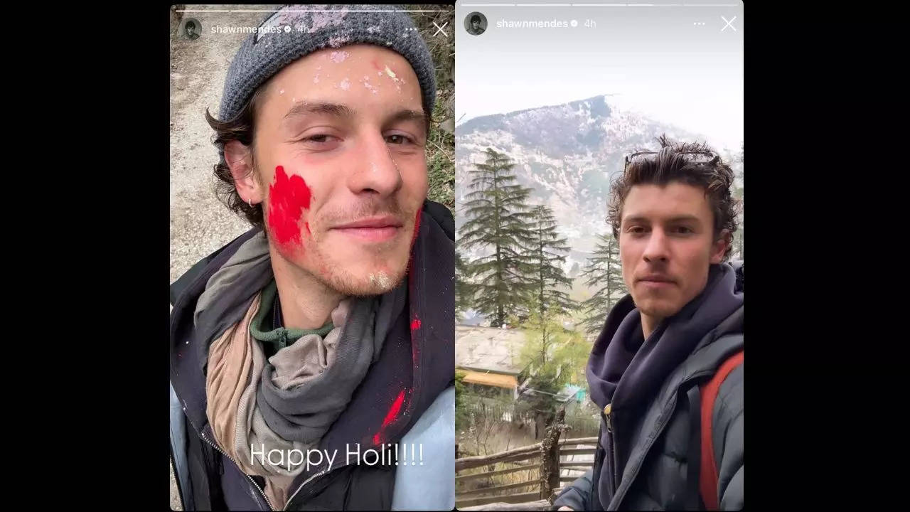 Shawn Mendes celebrates Holi in India with gulaal on his cheeks, enjoys ...