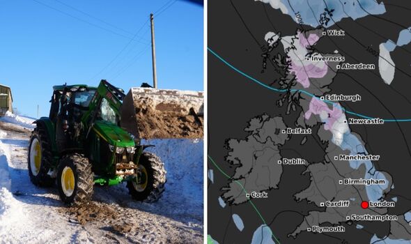 UK weather maps turn purple as 18-hour snow burst sweeps Britain ...