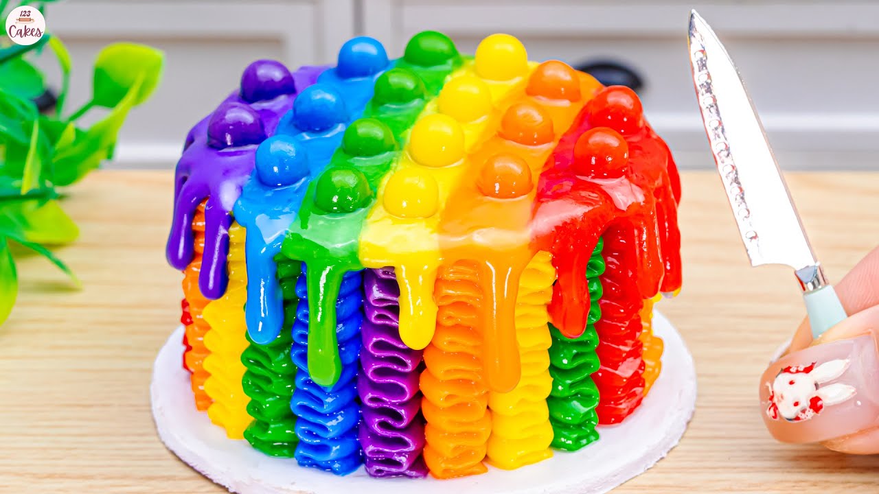 Colorful Rainbow Buttercream Cake How To Make Miniature Rainbow Cake ...