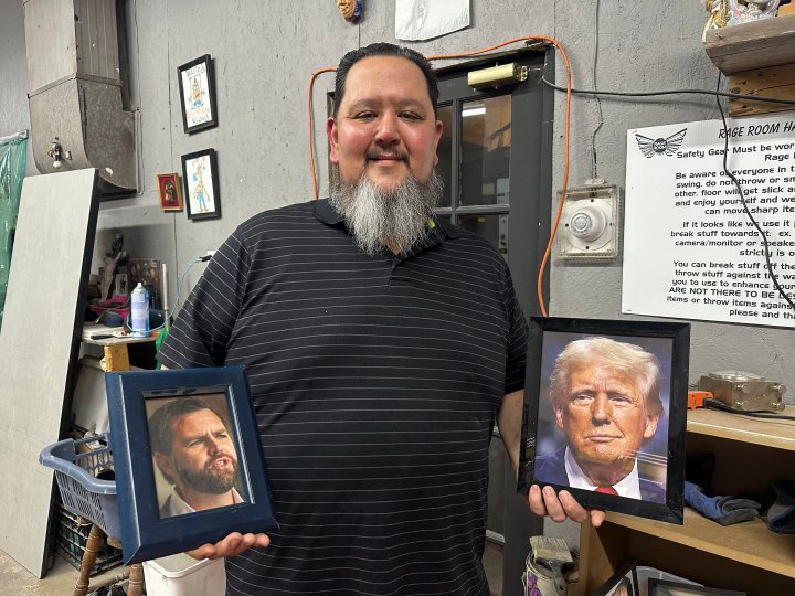 ‘Smash the tariffs’: Rage room in Halifax offers framed Donald Trump photos