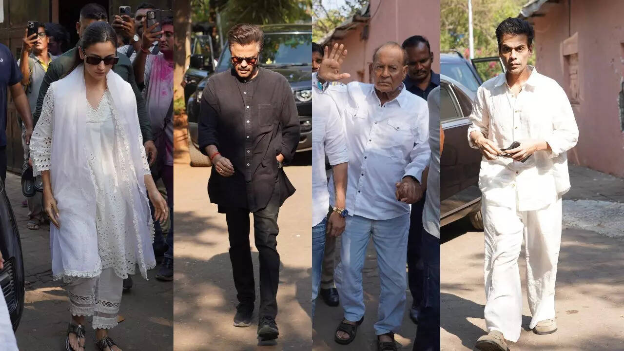 Celebs at Deb Mukherjee's funeral: Alia Bhatt, Anil Kapoor, Salim Khan, Hrithik Roshan, Shaheen ...