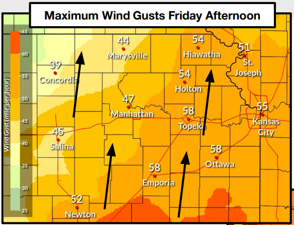 High wind warnings issued for Friday for northeast and east-central Kansas