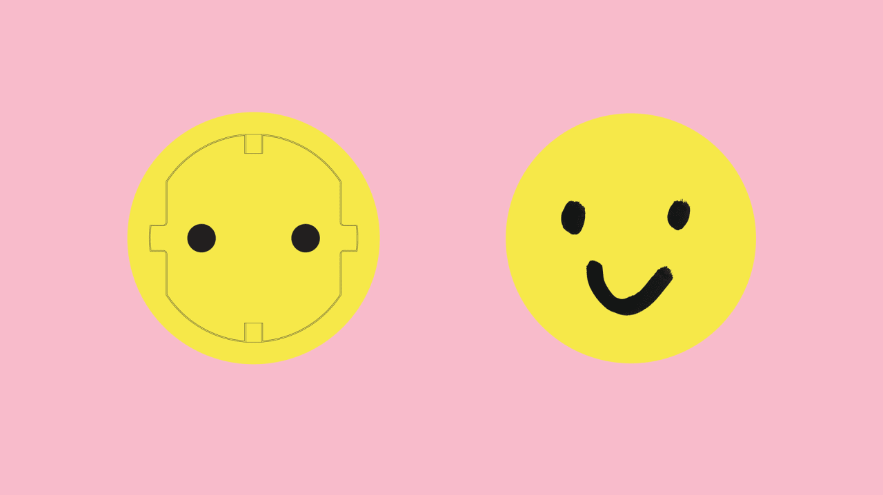 This charming new electrical outlet looks like a smiley face