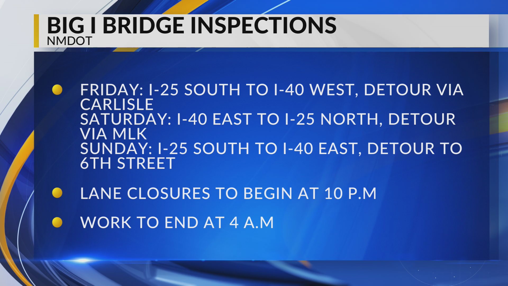 NMDOT conducting inspections on Big I bridges