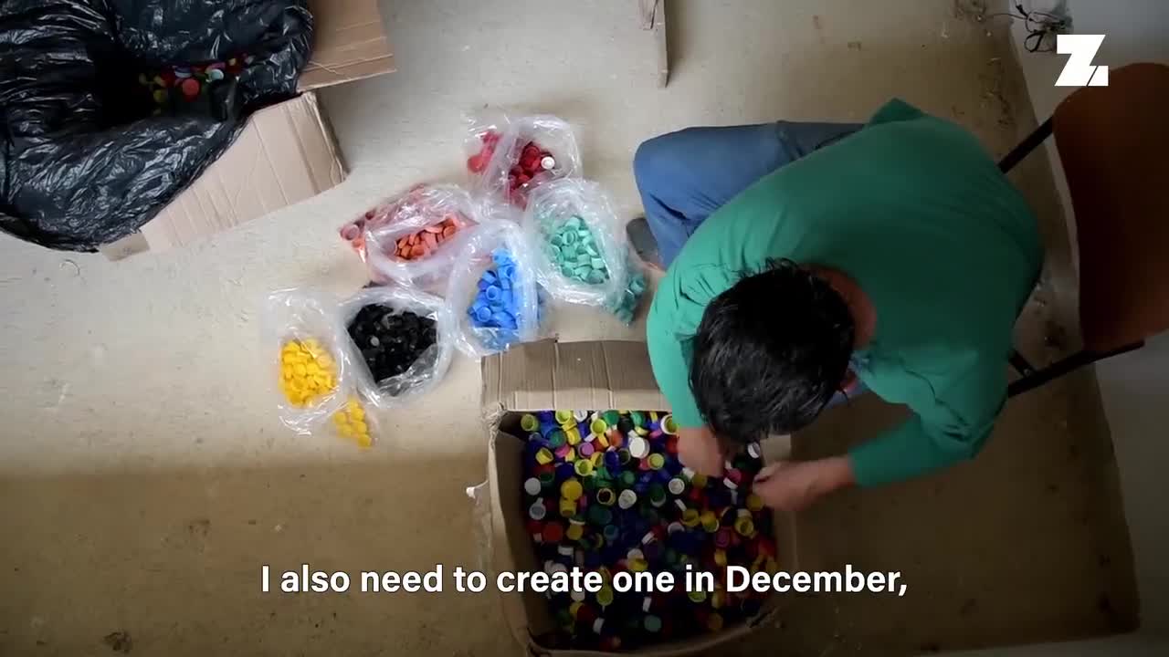 Creating beautiful murals and powerful messages with bottle caps