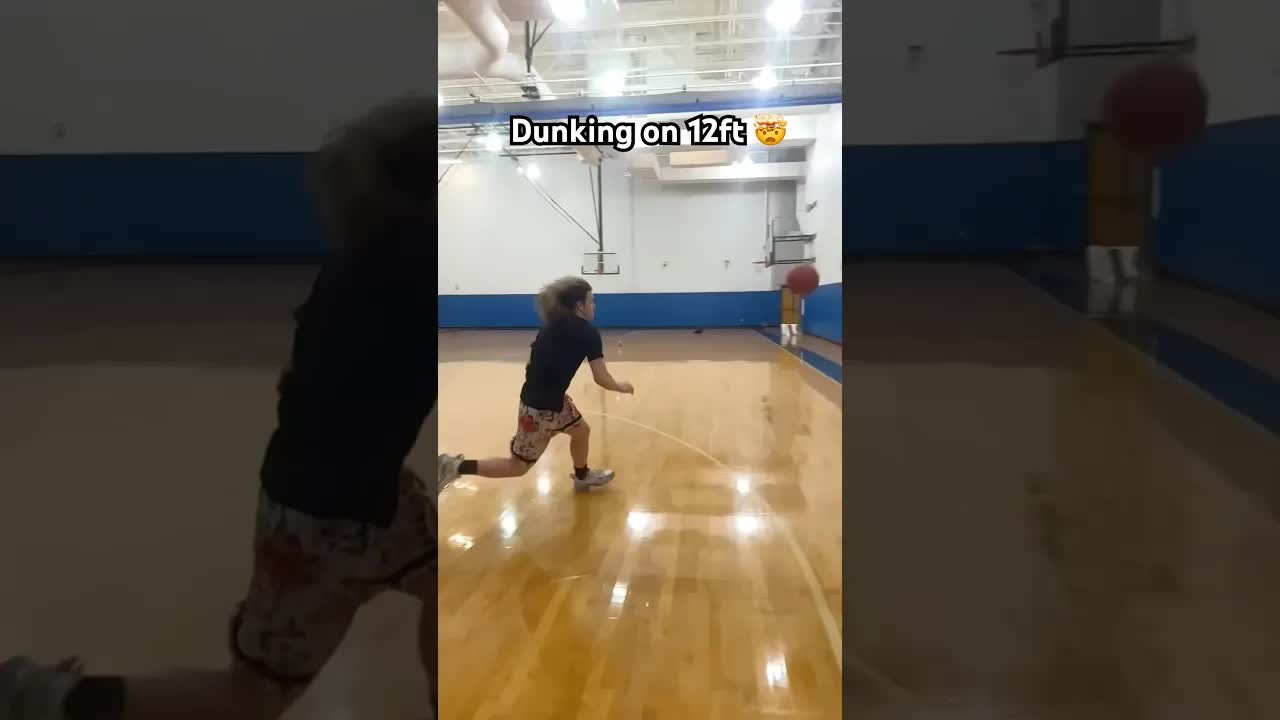 High School Dunking Attempt on 12ft Hoop