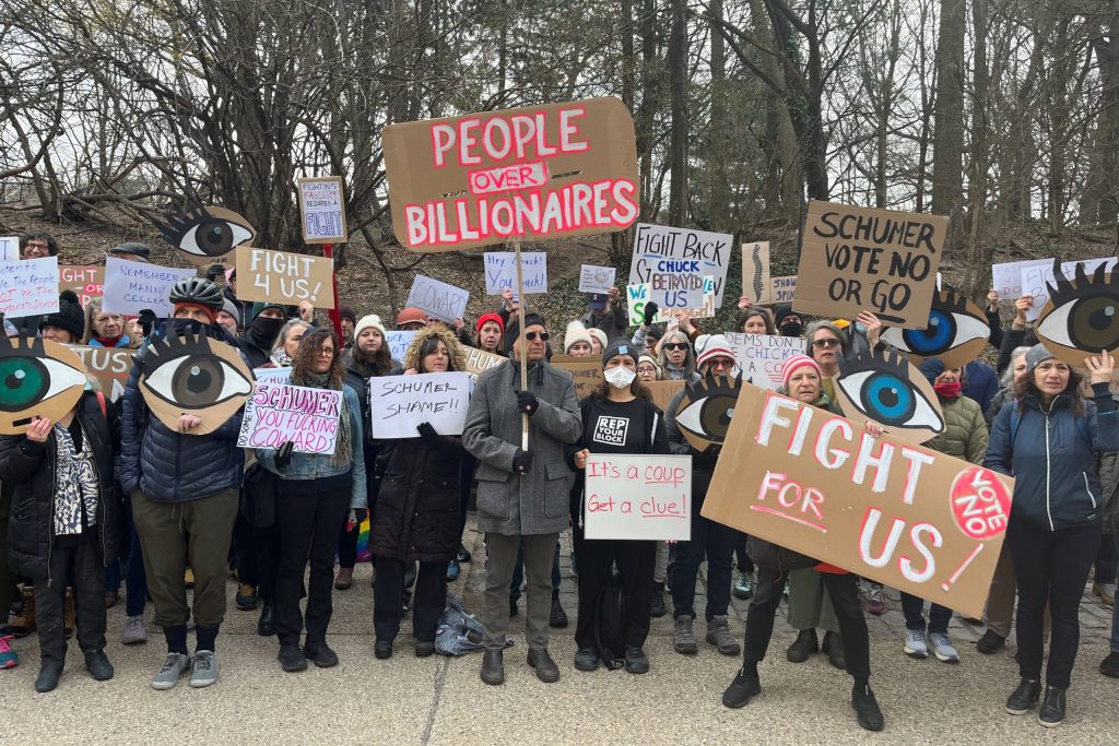 Anger Grows at Sen. Chuck Schumer in Protests Outside His Brooklyn Home