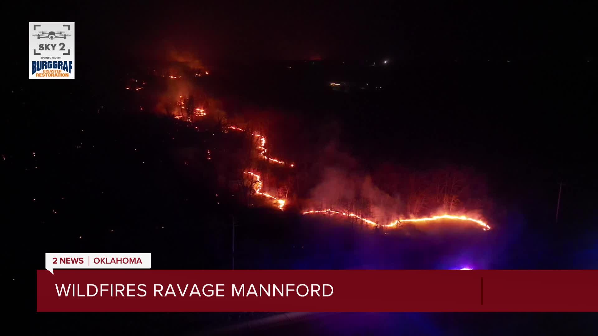 Drone footage of Mannford fire