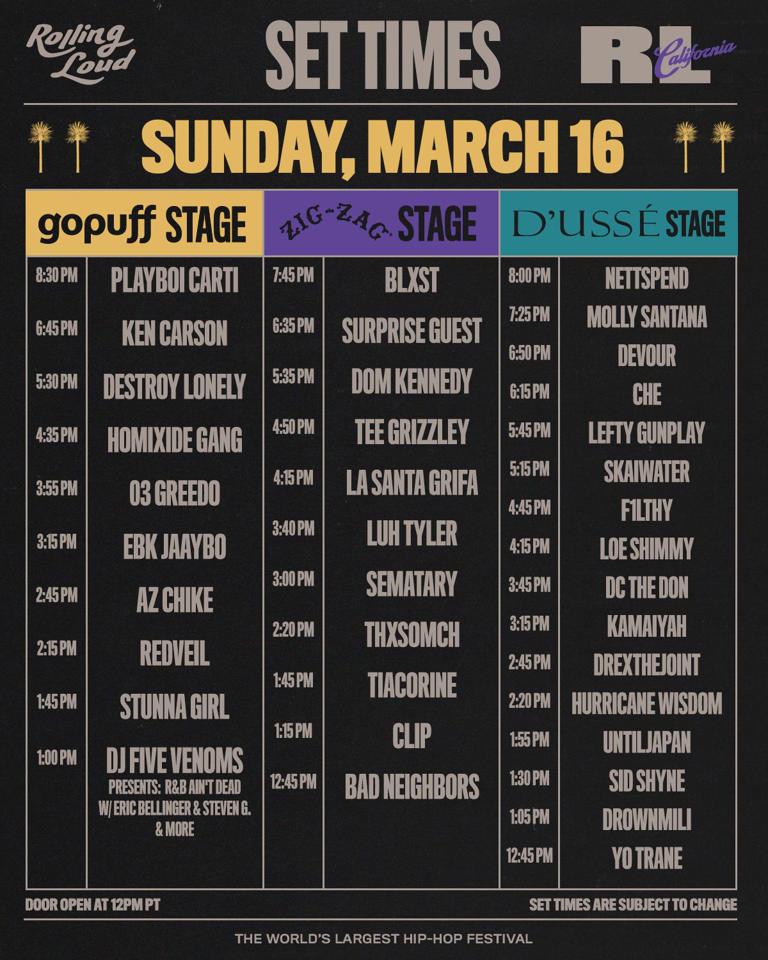 Rolling Loud California 2025 YouTube Livestream Schedule & Details ...