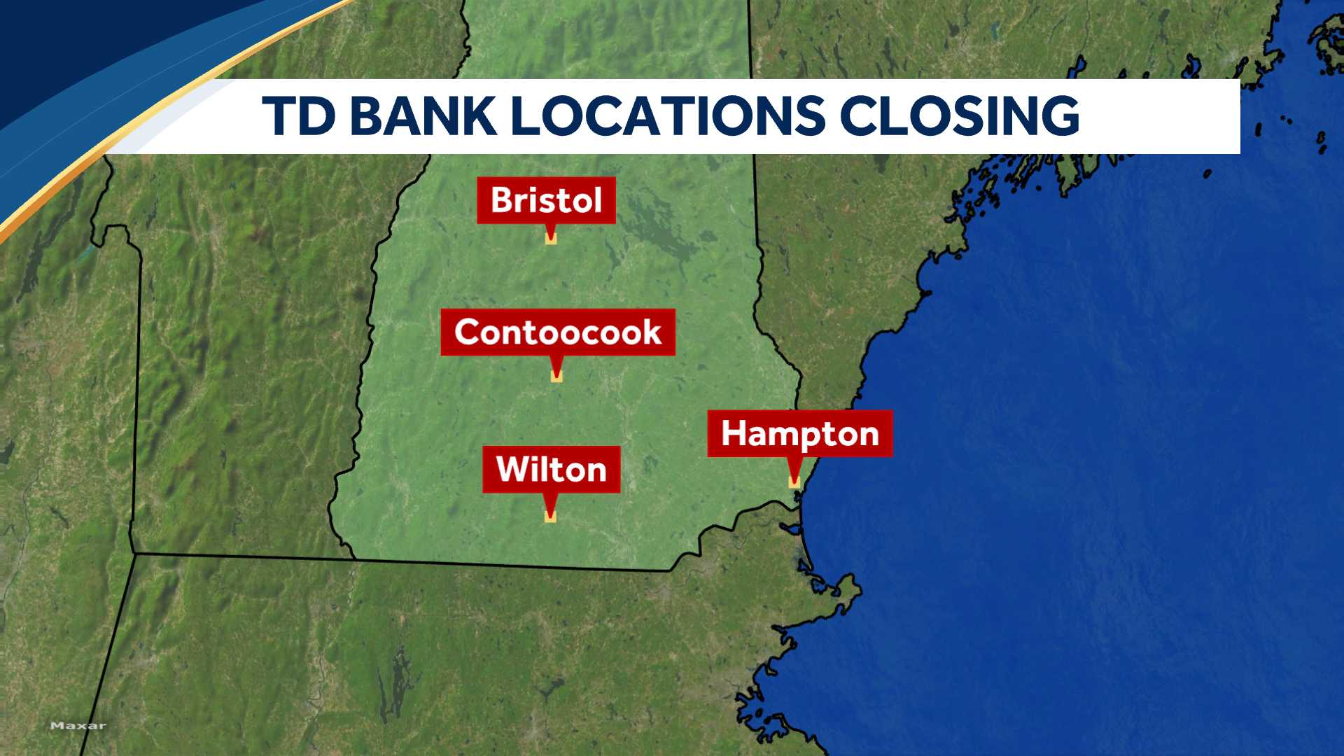 Four TD Bank locations closing in New Hampshire in June