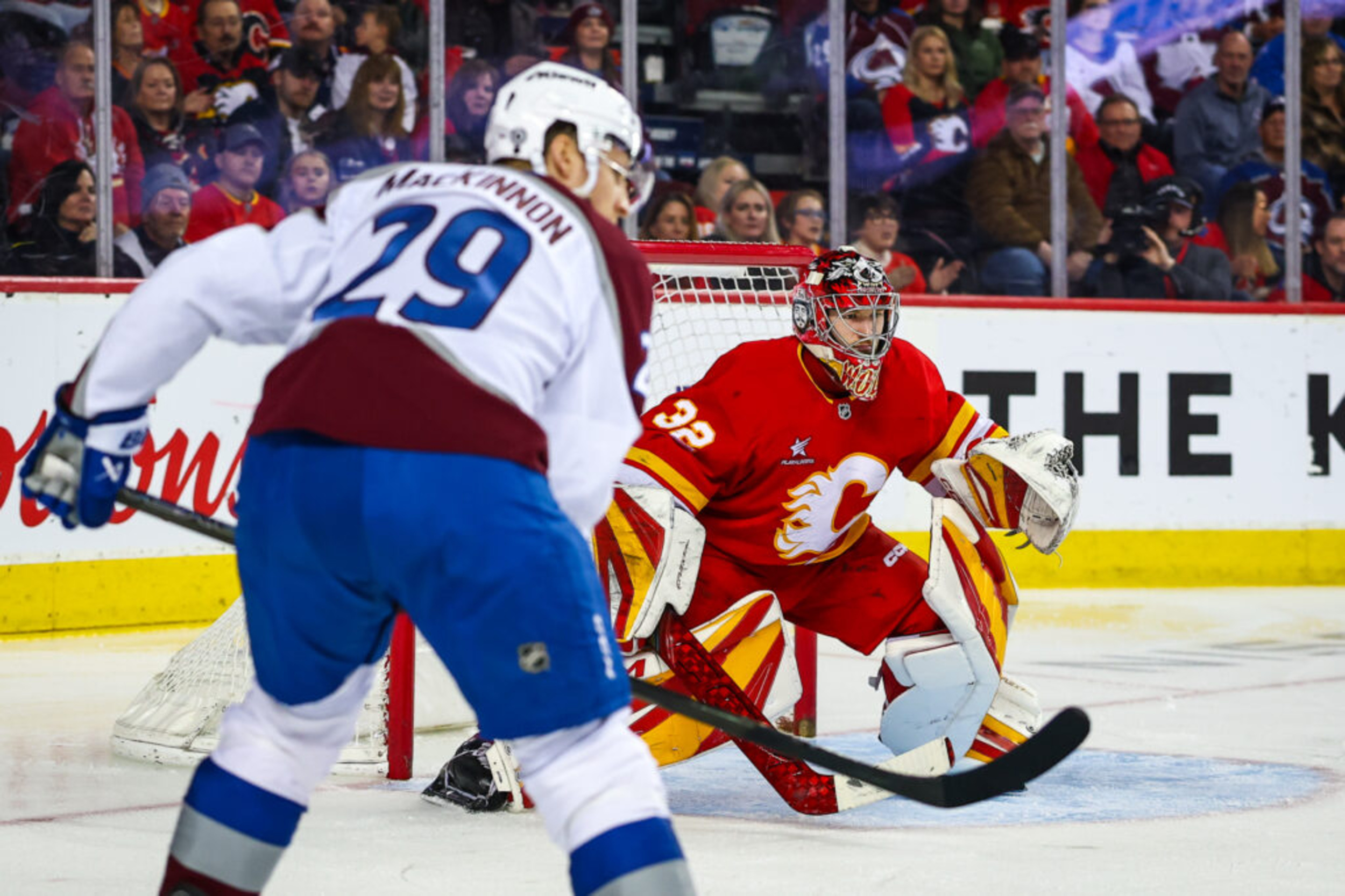 Calgary Flames Dustin Wolf in Calder Race Lead Pack