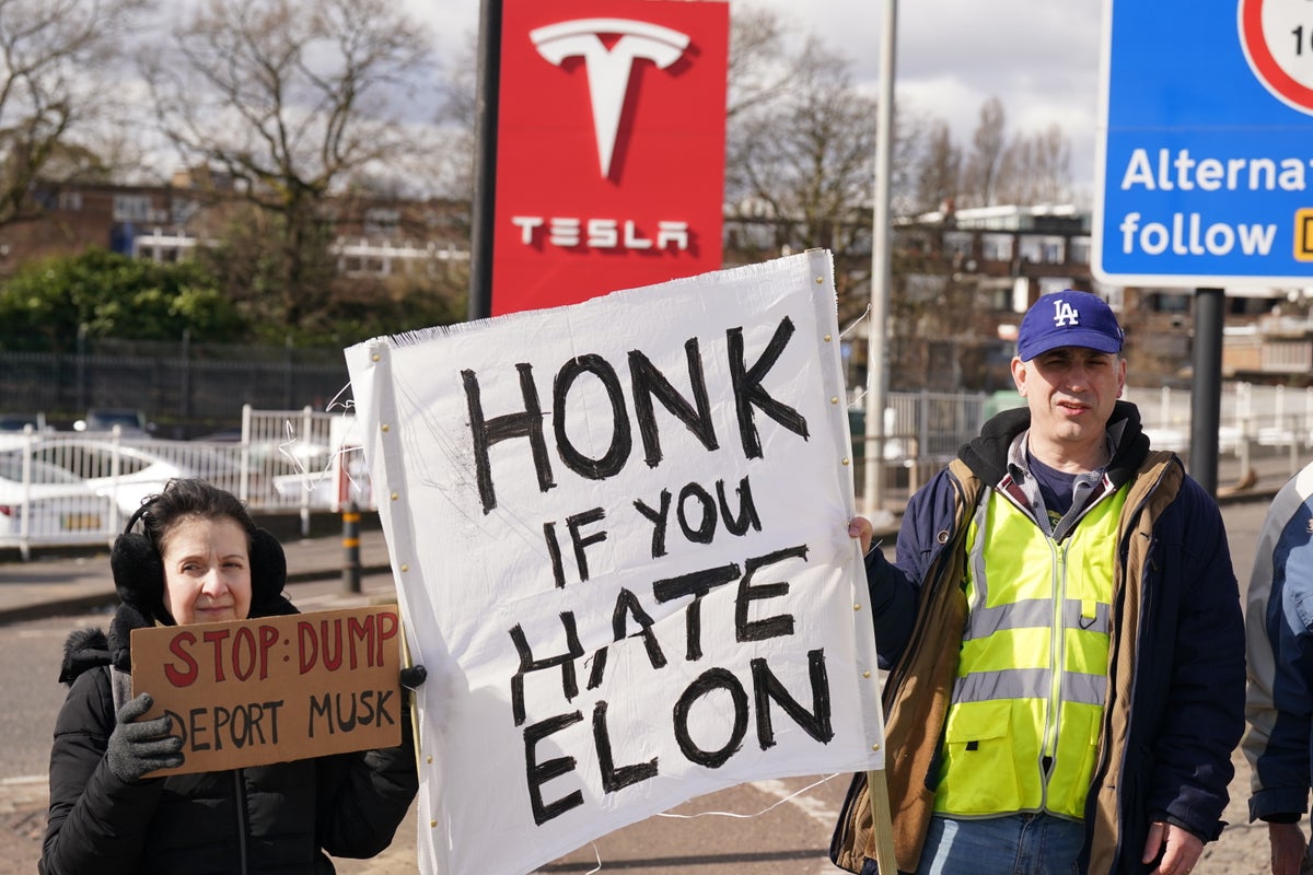 ‘Honk if you hate Elon’: Protests against Musk’s Tesla spread to London
