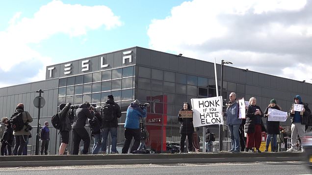 Protesters call for Tesla owners to sell their cars in Elon Musk boycott