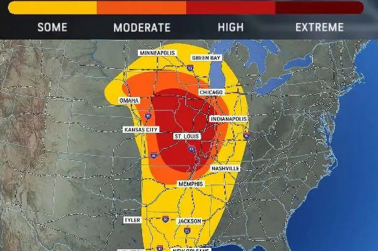 Map of destruction as tornadoes rip across US and rare weather warning ... Map of destruction as tornadoes rip across US and rare weather warning ...