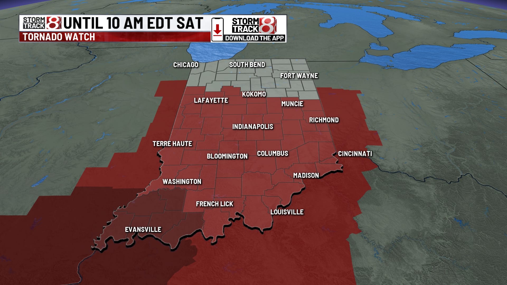 Tornado watch for parts of Indiana, severe thunderstorm warning in ...