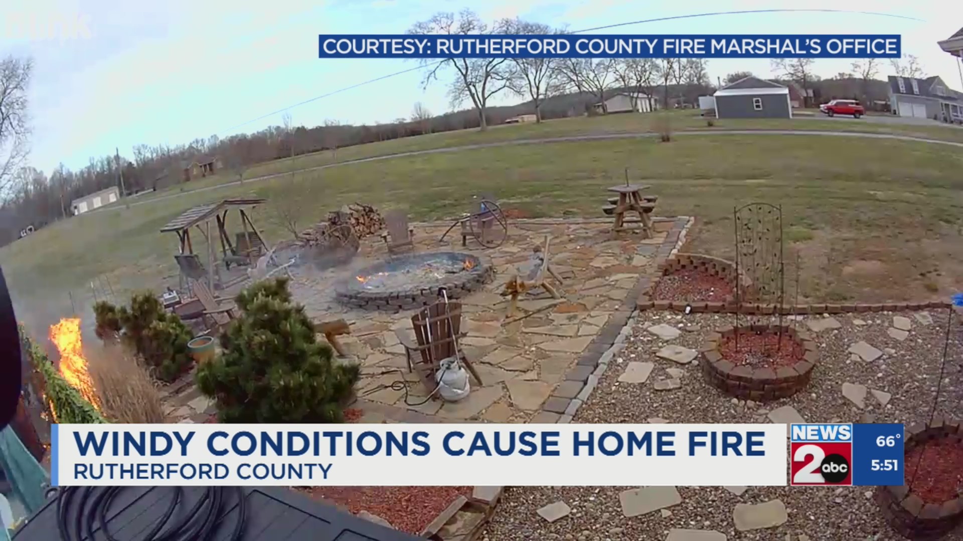 Fire pit spreads flames in Rutherford County