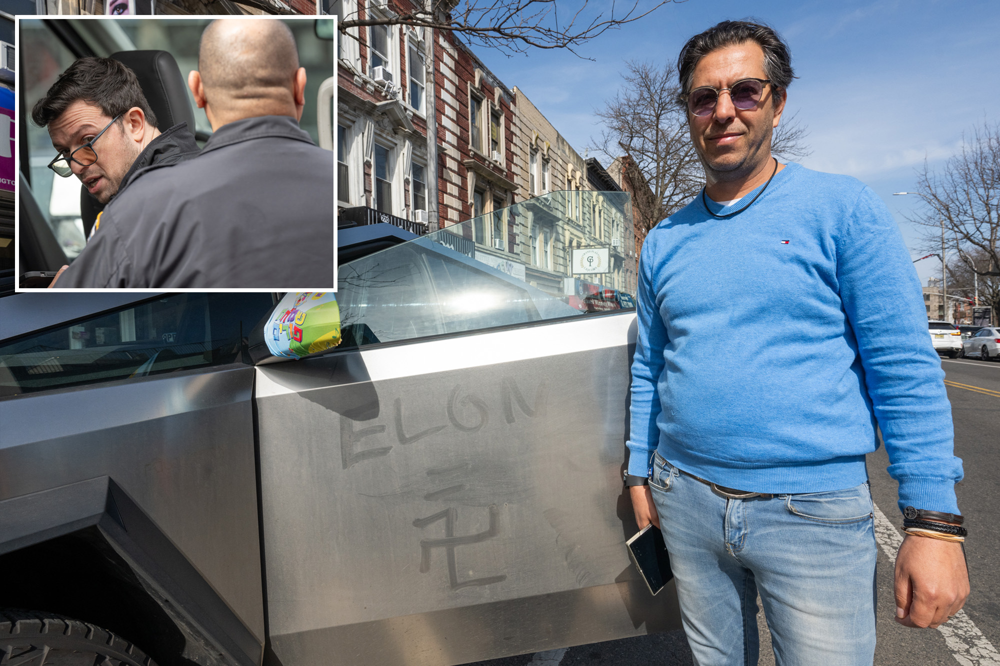 Deranged anti-Elon Musk dad scrawls swastika on NYC Cybertruck in broad ...