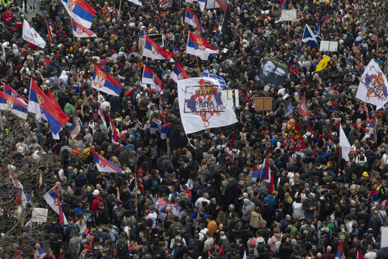 Over 100,000 people join protest rally in Belgrade against Serbia's ...