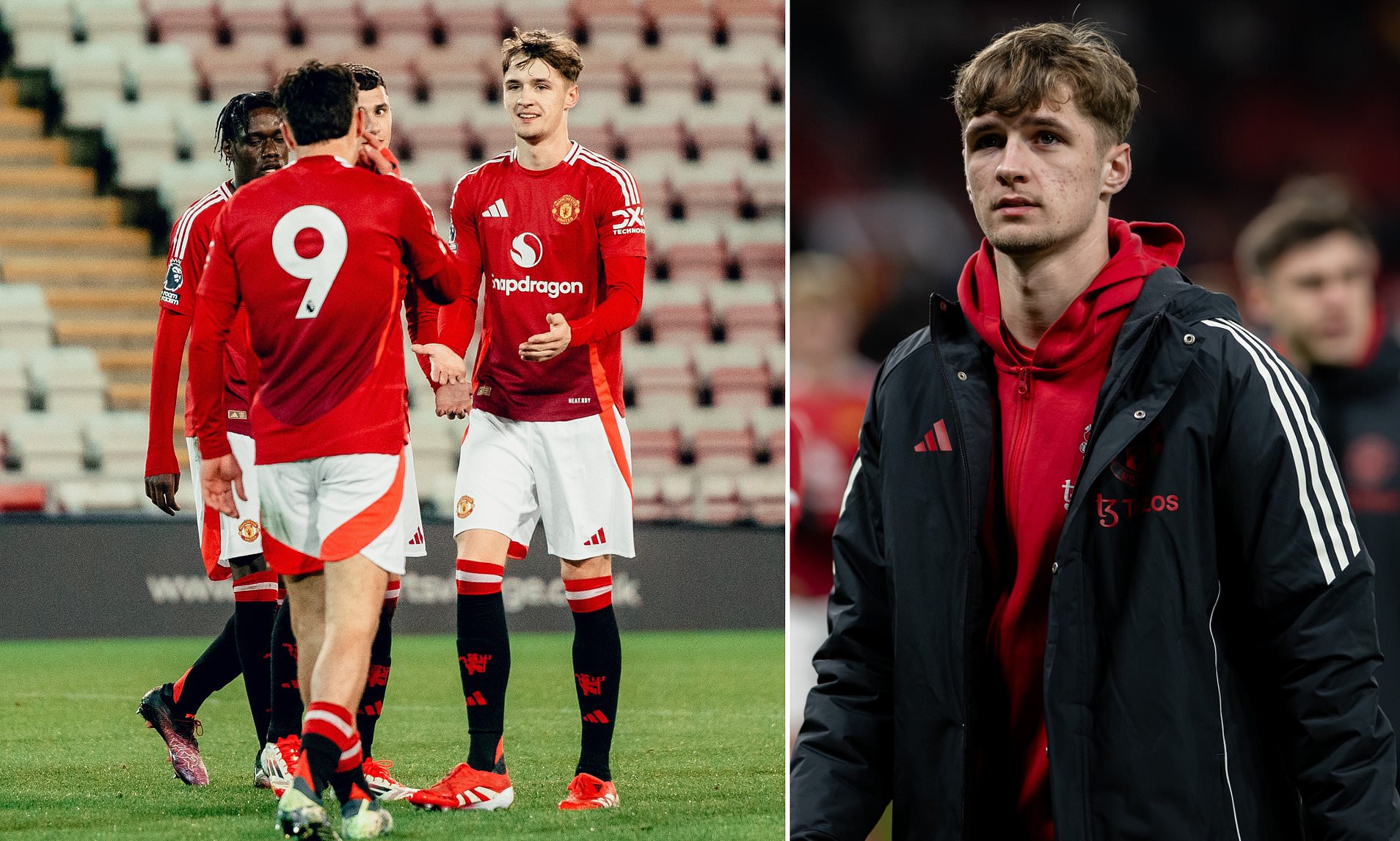 Old Trafford legend's twin sons combine for two goals as Man United's Under 21s thrash West Brom