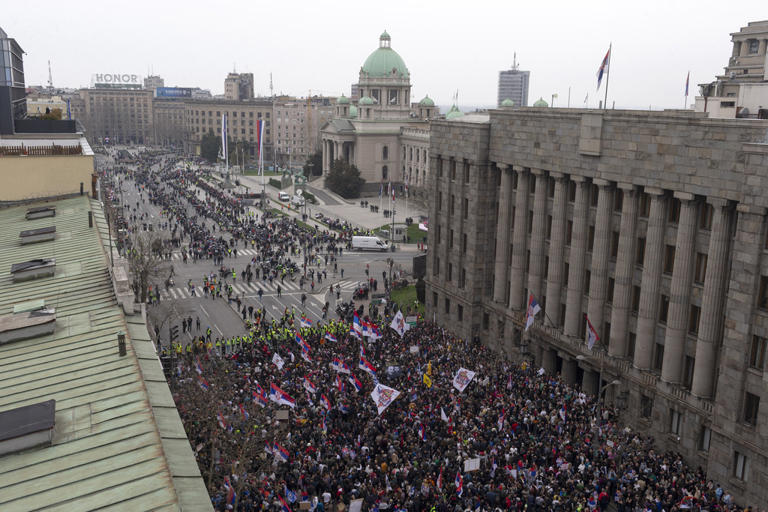 Over 100,000 people join protest rally in Belgrade against Serbia's ...