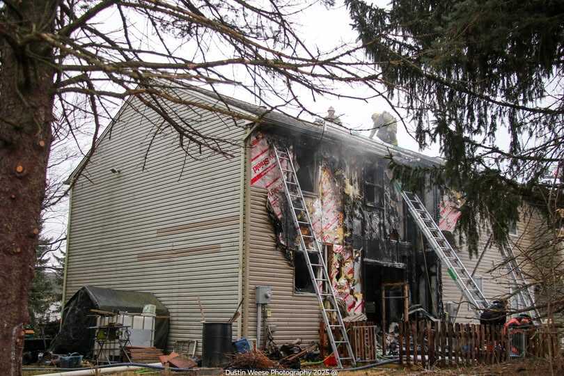 Row home fire displaces 3 people
