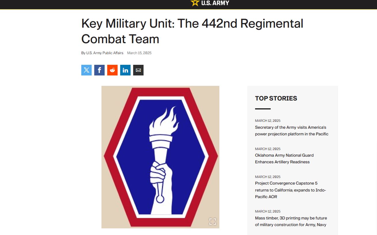 Following outcry, Army republishes web article on 442nd Regimental ...