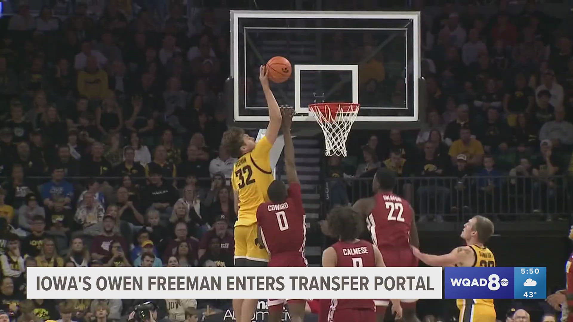 Hawkeyes basketball star Owen Freeman enters transfer portal