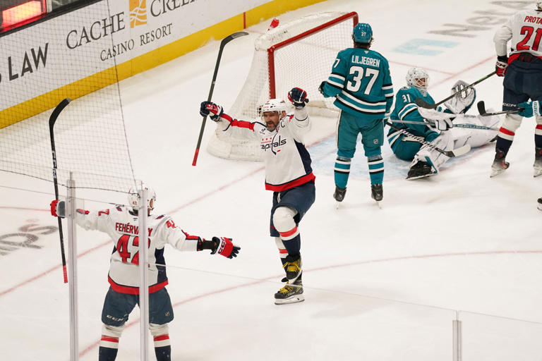 Alex Ovechkin scores his 887th goal as Caps bounce back, rout Sharks