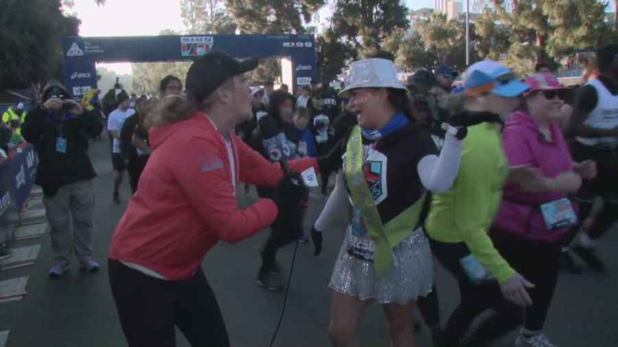 And they’re off! Runners participate in LA 5K race at Dodger Stadium