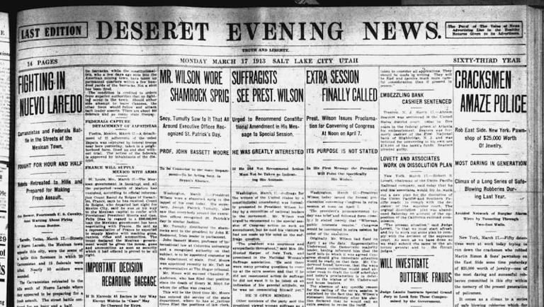 Deseret News archives: President Woodrow Wilson held first-ever ...