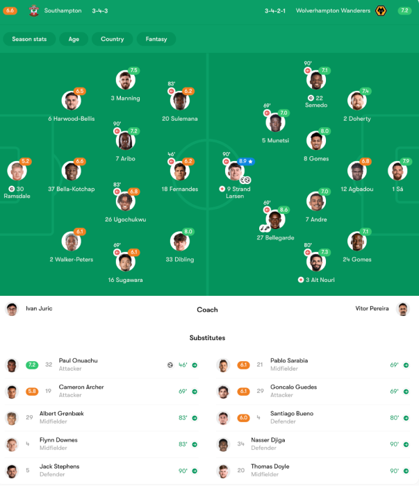 Southampton 1-2 Wolves: Huge win in the relegation scrap
