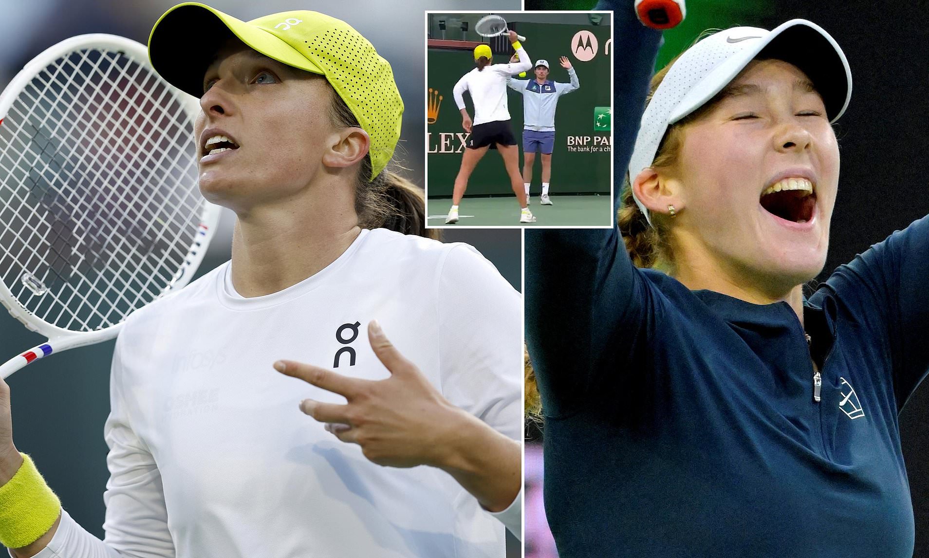 Watch shocking moment furious tennis star Iga Swiatek smashes the ball ...