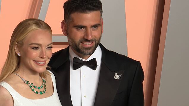 Lindsay Lohan and Bader Shammas at Vanity Fair's Oscars bash