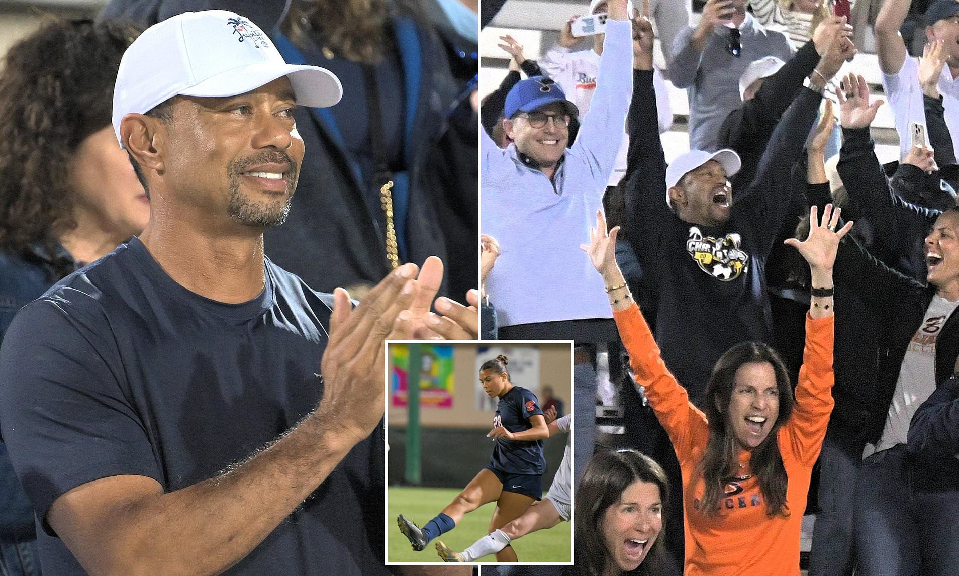 Tiger Woods jumps for joy as he watches daughter Sam, 17, win Florida ...