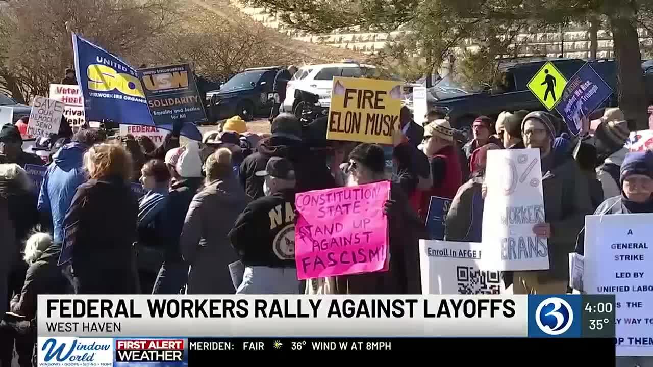 Federal workers rally in West Haven against Trump administration’s mass ...