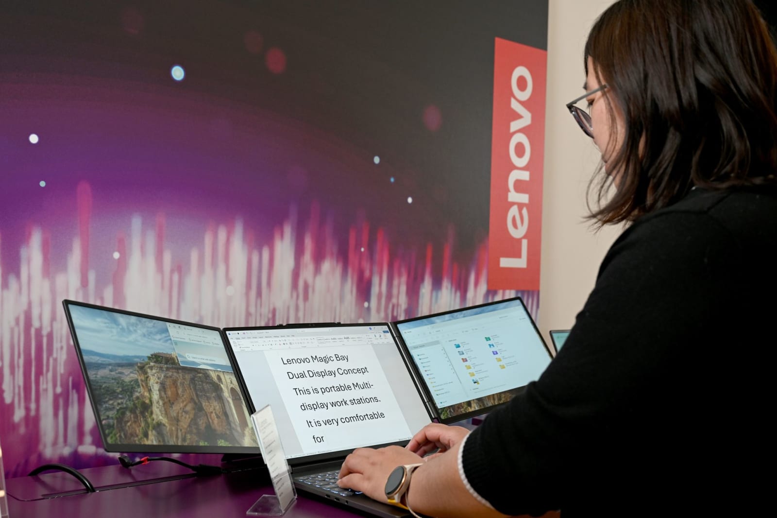 Lenovo unveils laptops with three displays and folding screen at MWC