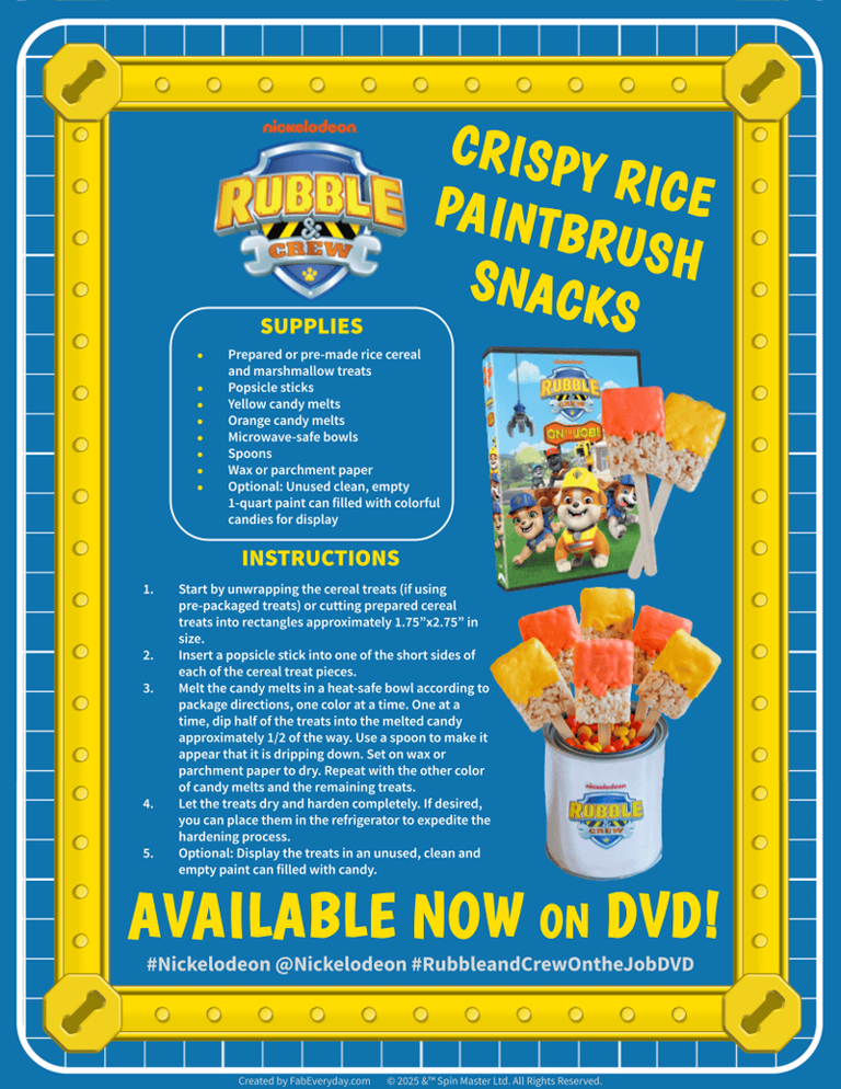 Rubble & Crew Crispy Rice Paintbrush snacks are an easy and fun snack # ...