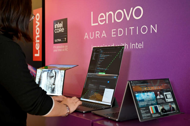Lenovo unveils laptops with three displays and folding screen at MWC