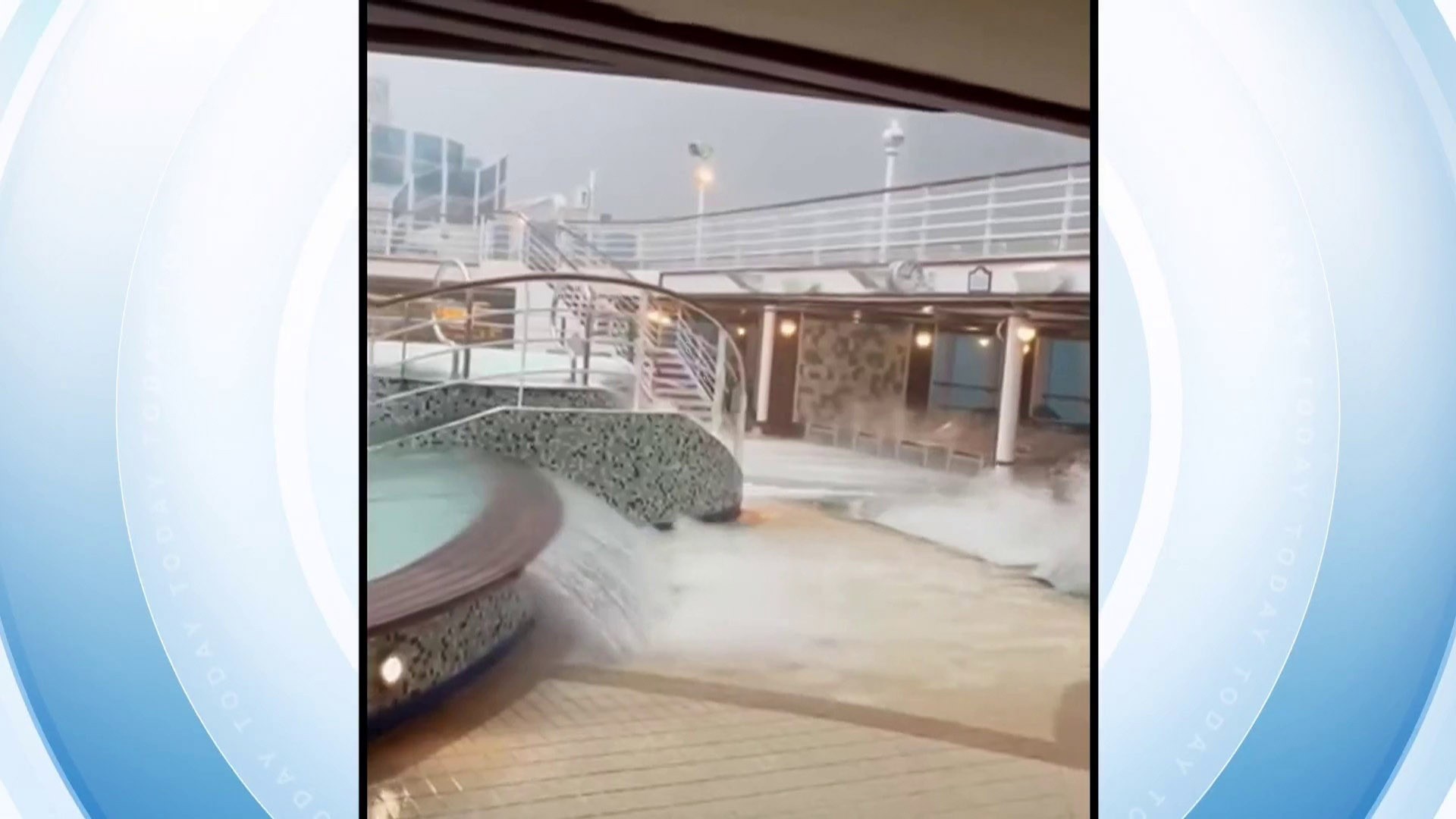 Video shows cruise ship tilt after hitting rough water
