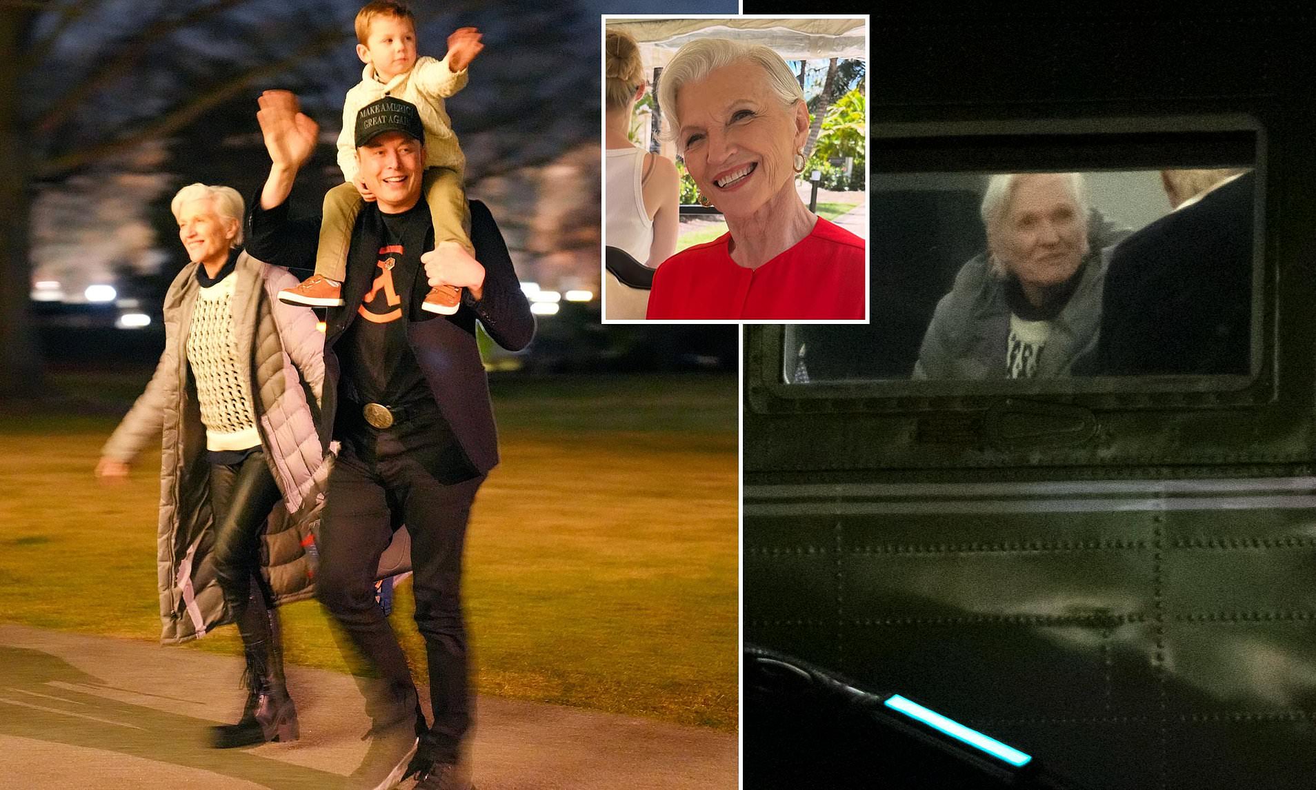 Elon Musk's mother Maye and son X get free ride back to DC with Trump