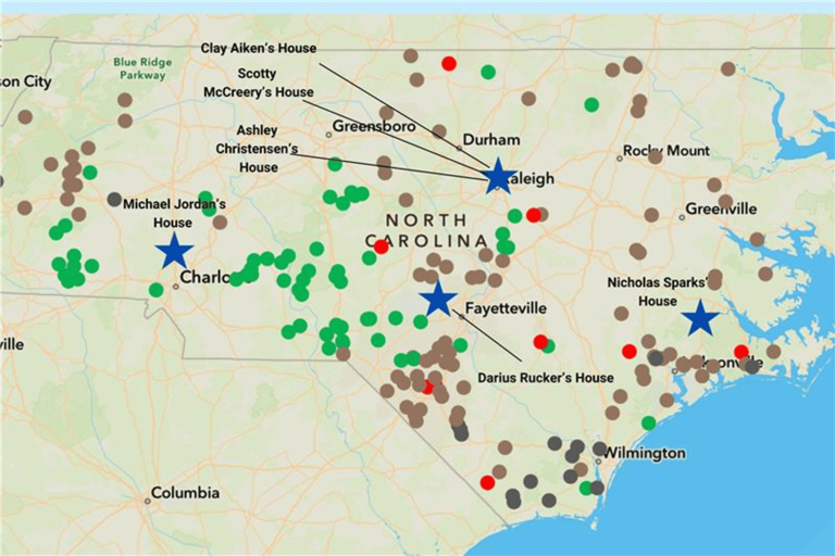 Map Shows North Carolina Wildfires' Distance to Celebrity Homes