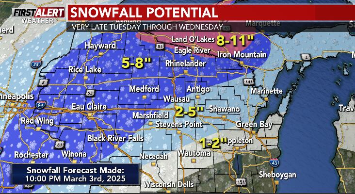First Alert Weather Day on Wednesday due to snow, gusty winds; rain ...