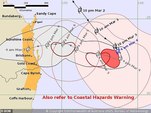Map shows Tropical Cyclone Alfred bearing down on Australia