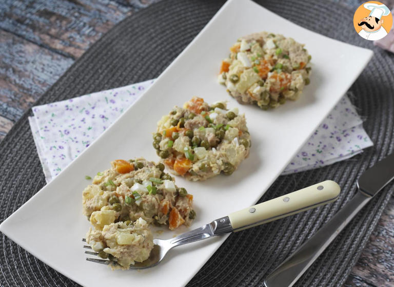 Russian salad with homemade mayonnaise